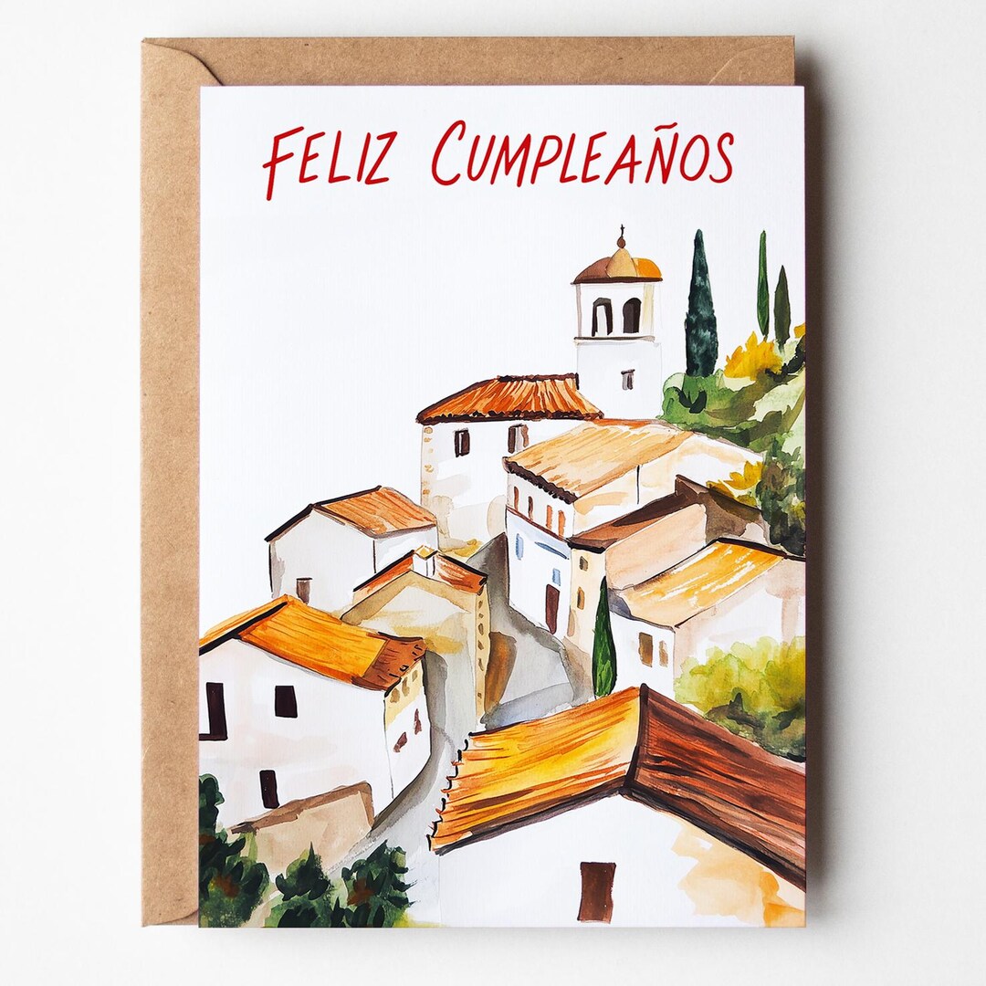 Spanish Happy Birthday Card: Feliz Cumpleaños, Blank Inside With ...