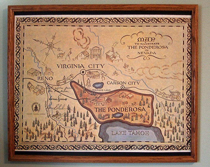 Ponderosa Ranch Map, Bonanza Series, 1976 Signed Map, Nevada Map, Old ...