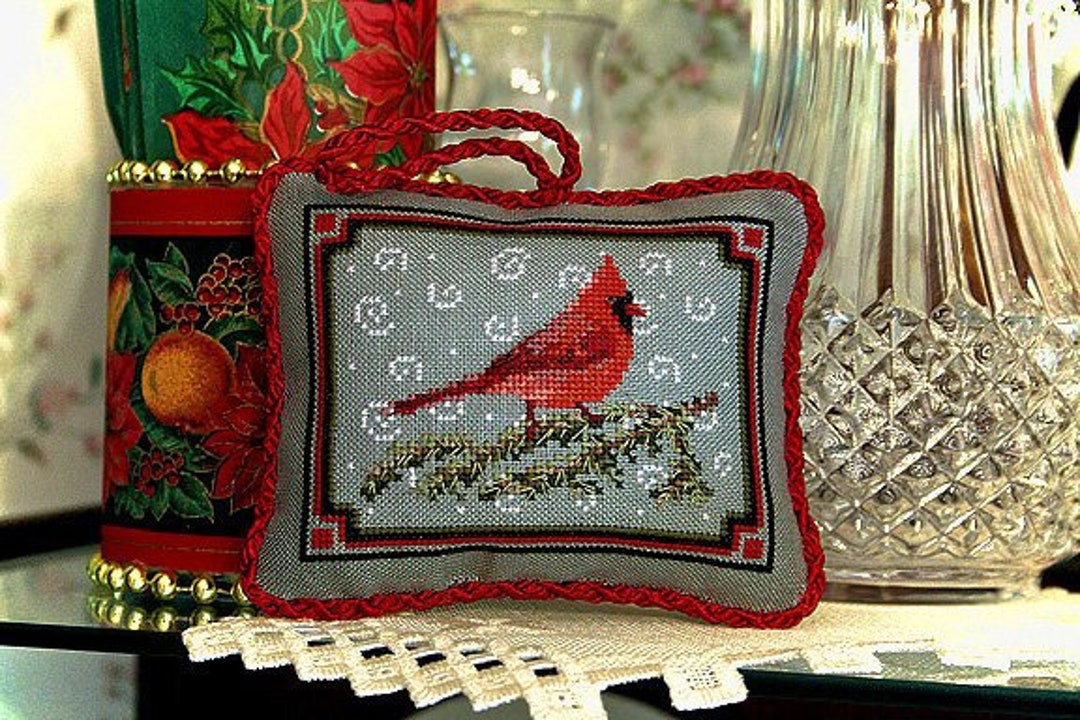 Cross Stitch Pattern, Winter Red Cardinal, Christmas Ornament, Holiday ...