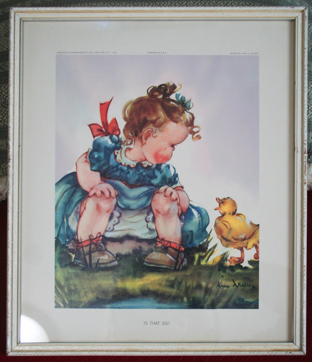 Anne Allaben Art Print 1940s Framed Vintage Art Girl With - Etsy