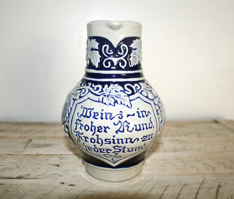 German Stoneware, Staffel Wine Pitcher, Cobalt Blue, 1950's Dining ...