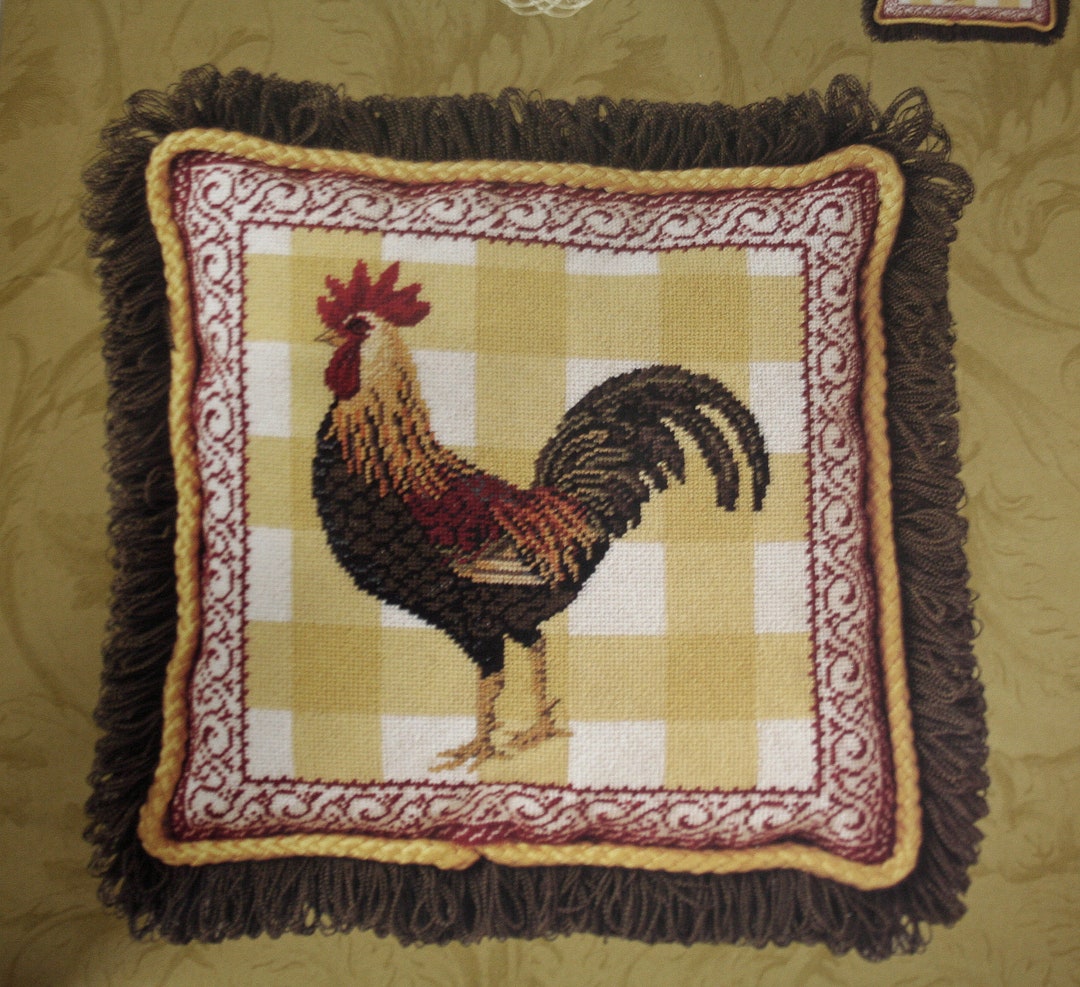 Anna Griffin, Needlepoint Pillow, Number 4883 Kit, Rooster Needlepoint ...