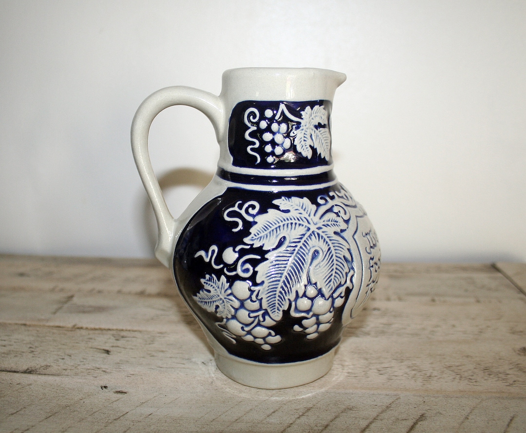 German Stoneware, Staffel Wine Pitcher, Cobalt Blue, 1950's Dining ...