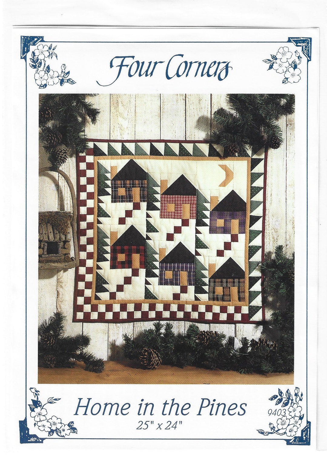 Quilted Wallhanging, Quilt Pattern, Four Corners, Paper Pattern, Home ...