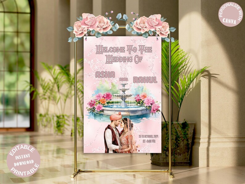 Traditional Indian Wedding Welcome Poster DIY Template Modern Indian ...