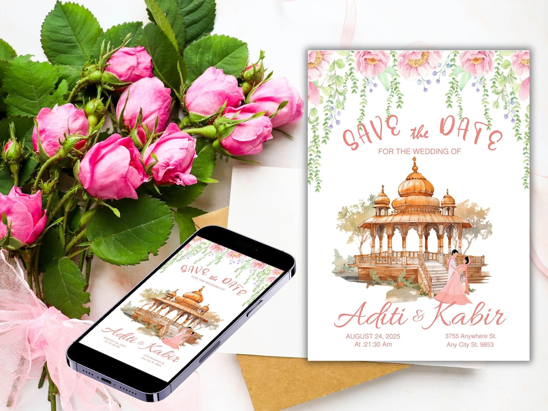 Indian Save the Date Template Digital Hindu Wedding Save the Date ...