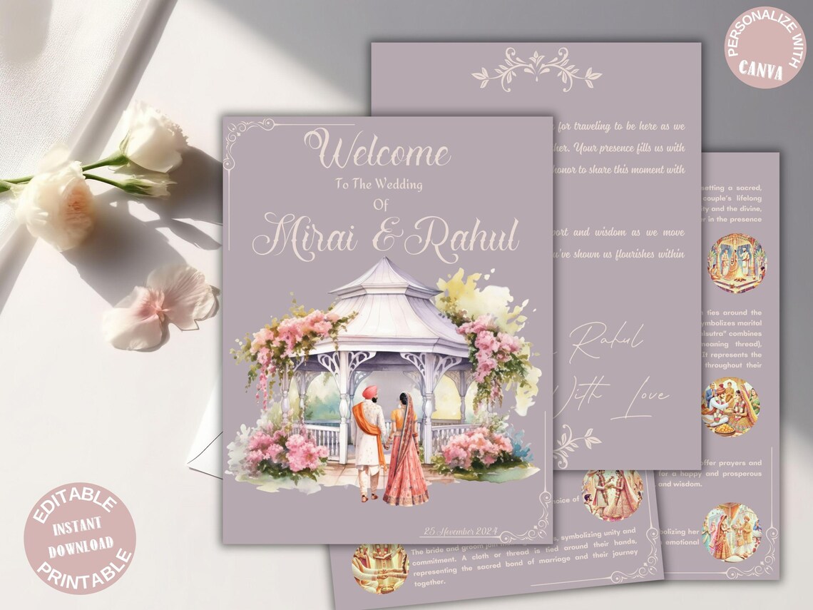 Indian Wedding Program Template | Editable Digital Design Traditional ...