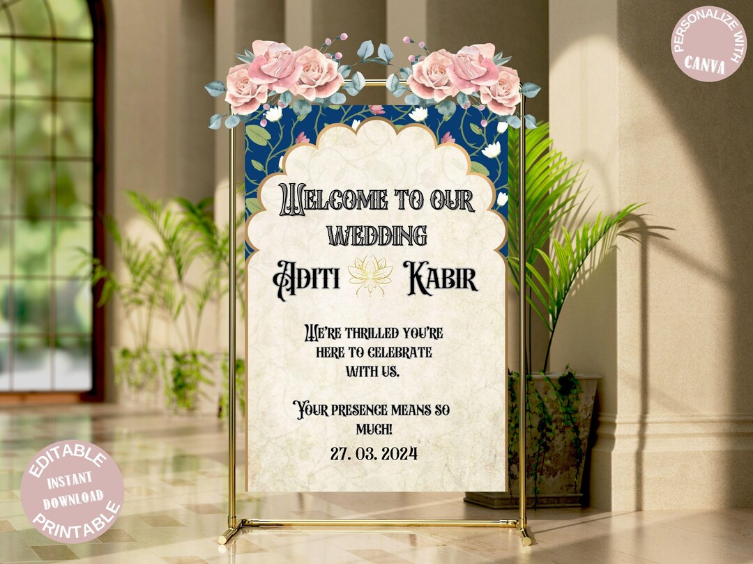 Indian Wedding Welcome Sign Indian Wedding Decor Hindu Wedding Welcome ...