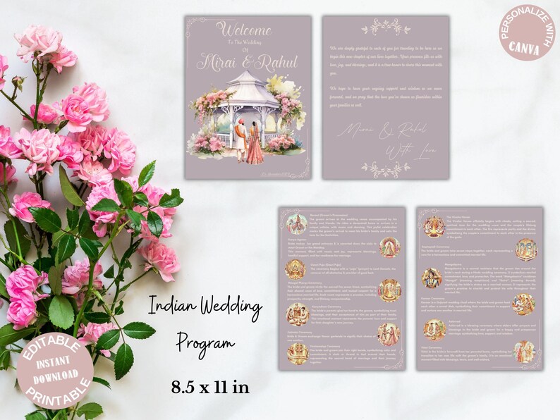 Indian Wedding Program Template | Editable Digital Design Traditional ...