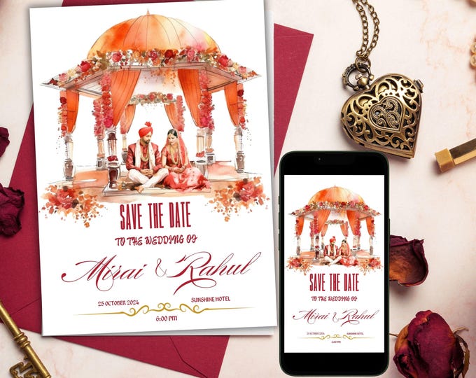 PRINTED | Indian Wedding Invitation Set, Sangeet, Mehendi, Tilak, Vidai ...