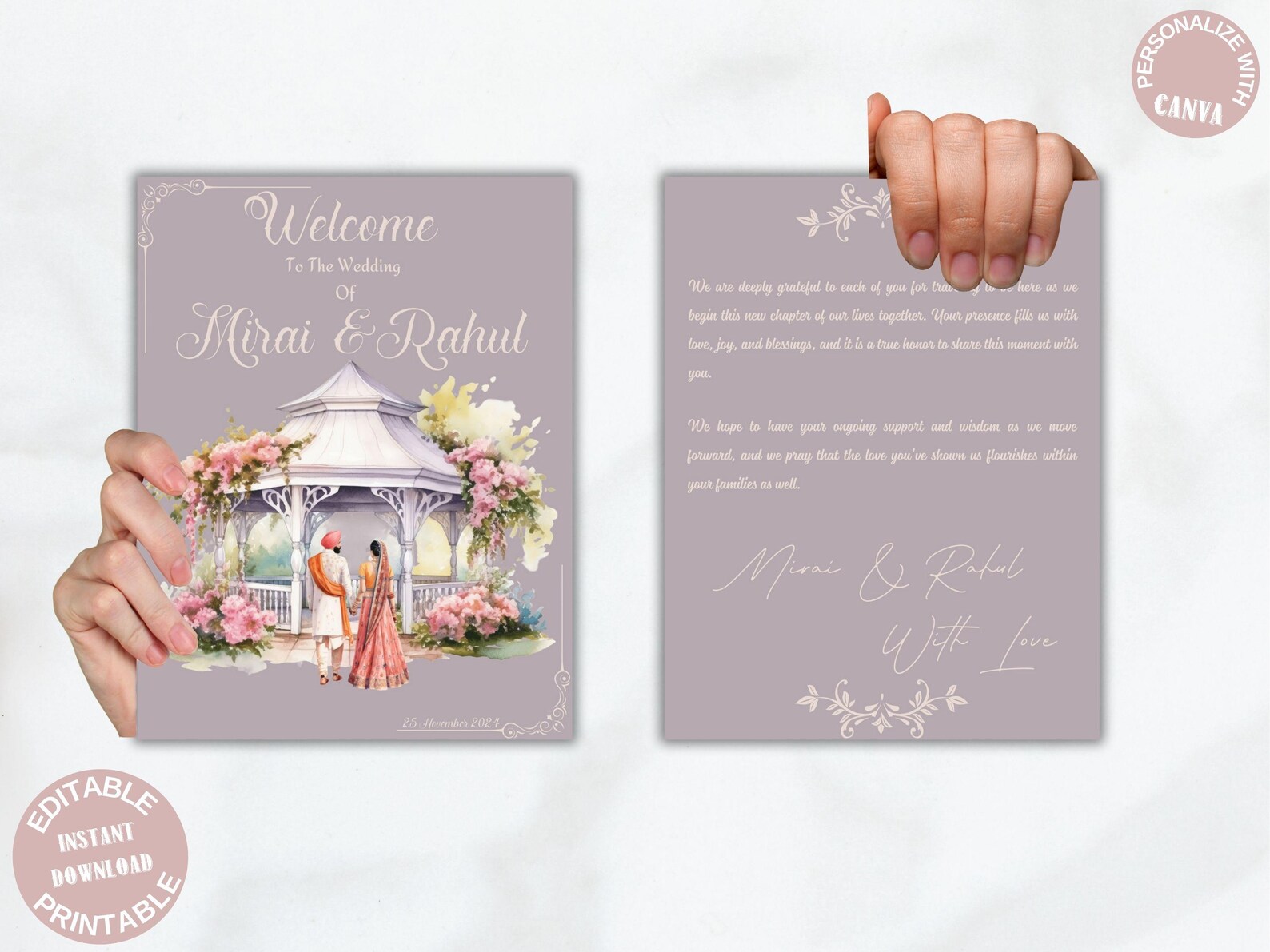 Indian Wedding Program Template | Editable Digital Design Traditional ...
