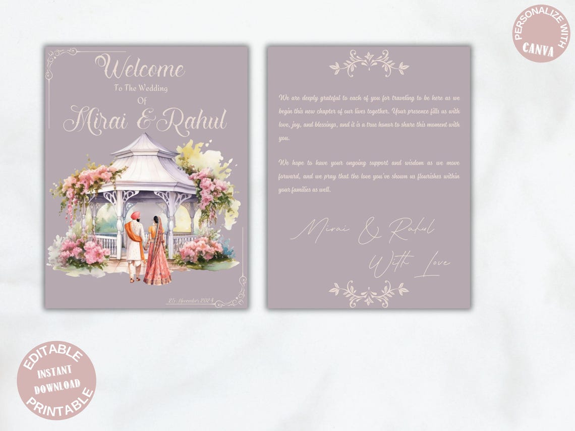 Indian Wedding Program Template | Editable Digital Design Traditional ...