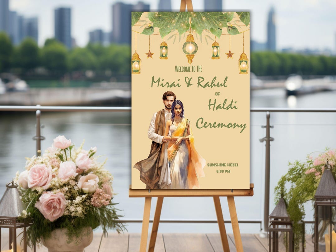 Haldi Welcome Sign, Wedding Signage, Wedding Poster, Editable Haldi ...