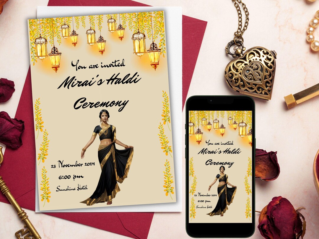 Custom Haldi Ceremony Invitation Digital Printable Elegant Haldi ...