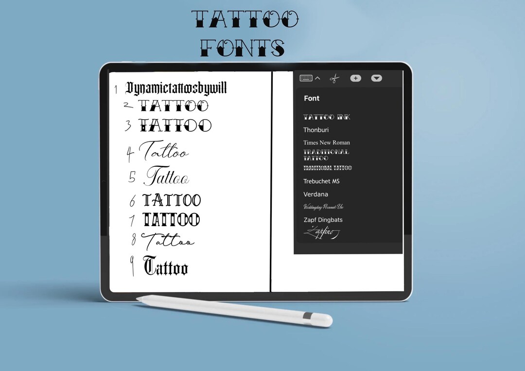 Procreate Tattoo Fonts - Etsy