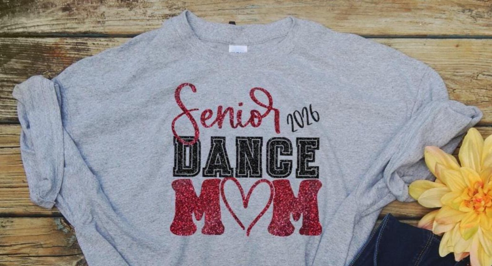 Senior Dance Mom 2026 Shirt: Custom School Colors, Glitter or Matte - Etsy