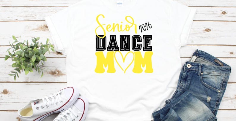 Senior Dance Mom 2026 Shirt: Custom School Colors, Glitter or Matte - Etsy