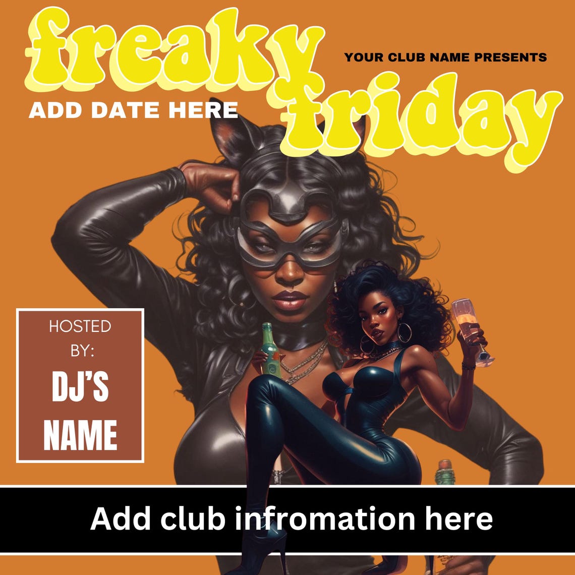 Editable halloween Themed Club Flyer freaky Friday - Etsy
