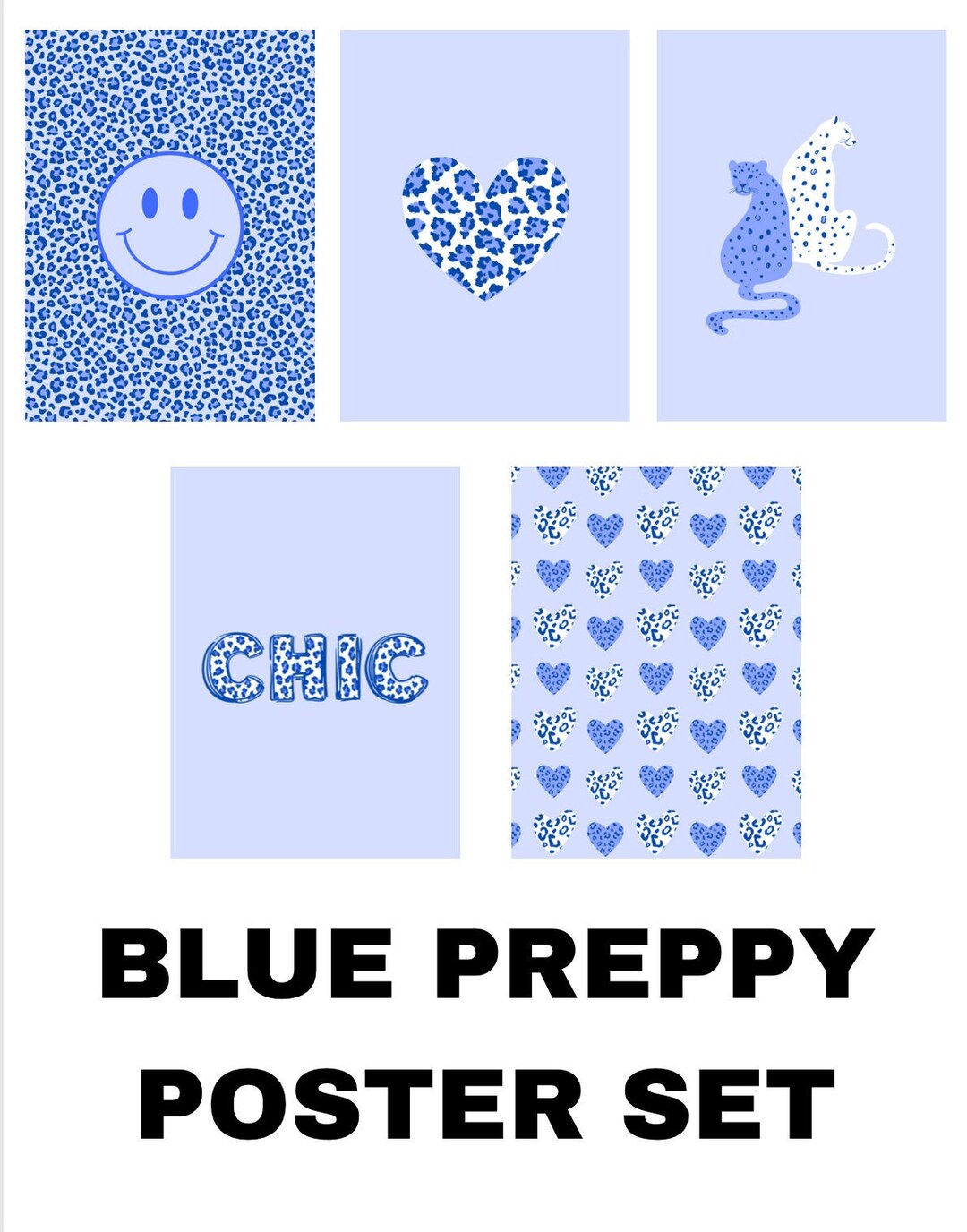 Blue Preppy Poster Set - Etsy