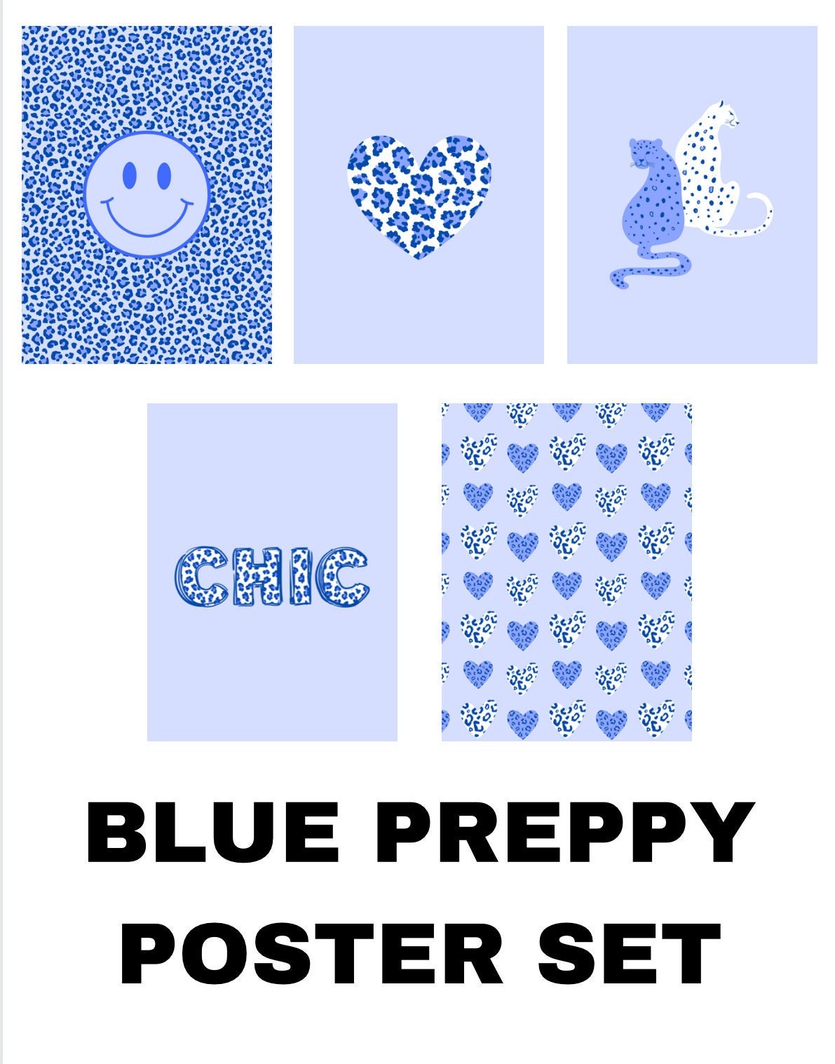 Blue Preppy Poster Set - Etsy