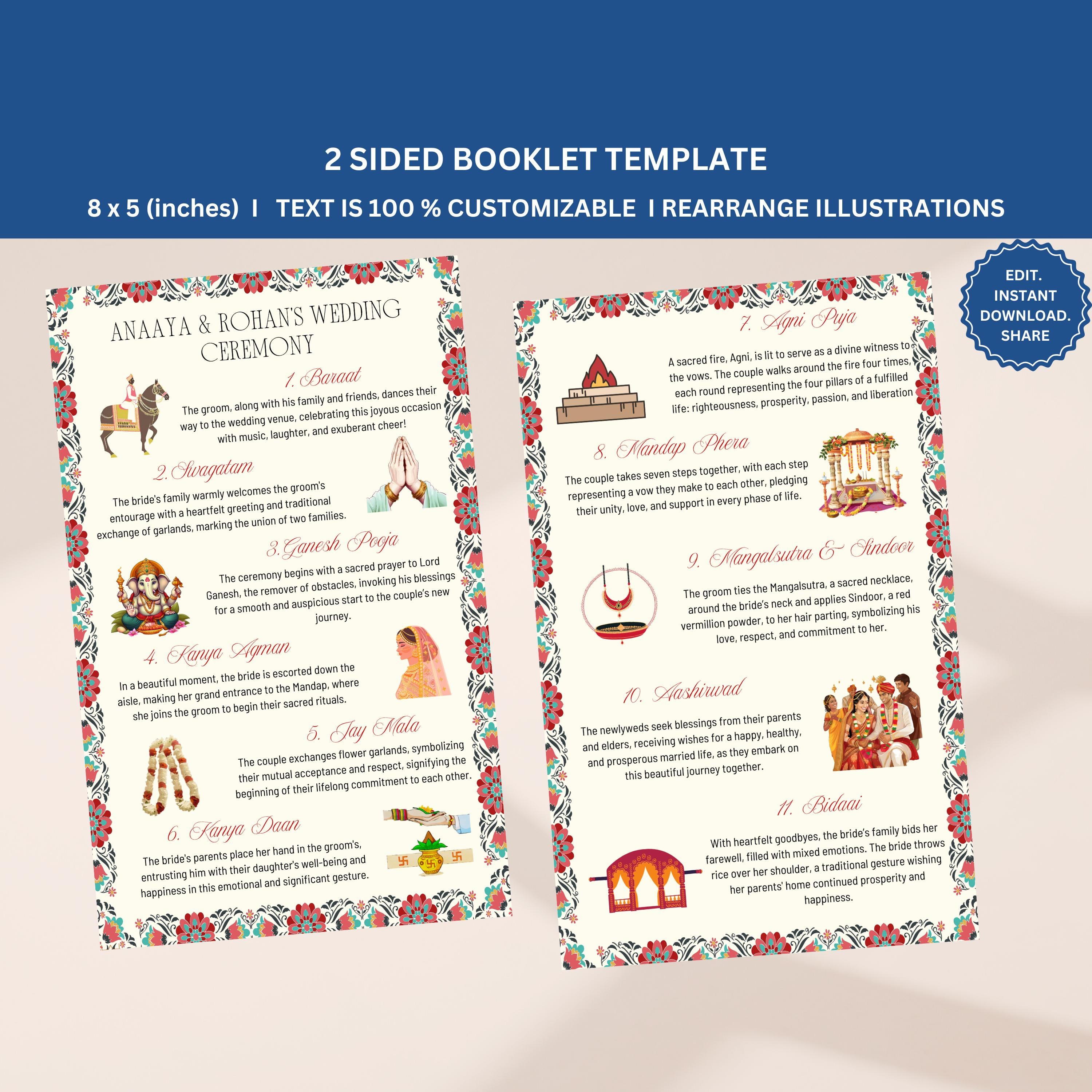 Elegant Floral Border, Hindu Wedding Program, Editable Gujarati ...