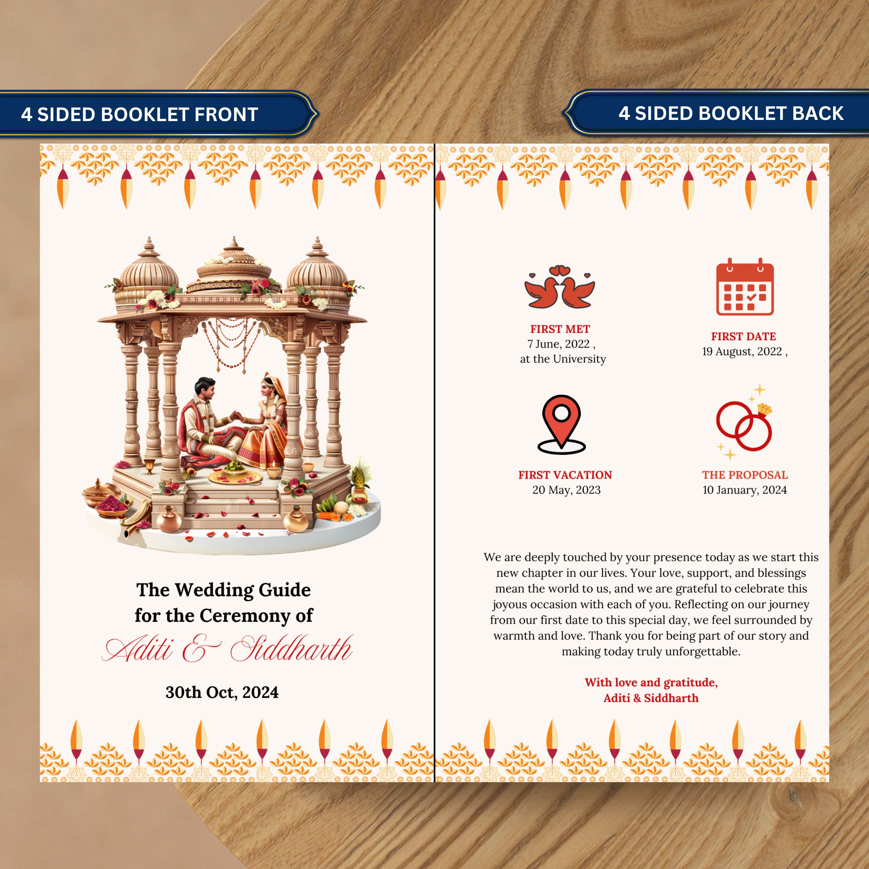 Hindu Wedding Program, Traditional Hindu Template, Editable Ceremony ...