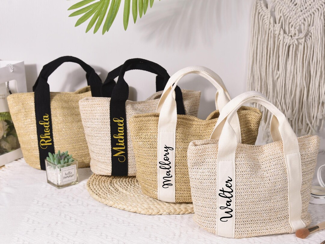 Custom Beach Bag Personalized, Burlap Tote Bag,custom Straw Bags,bridal ...