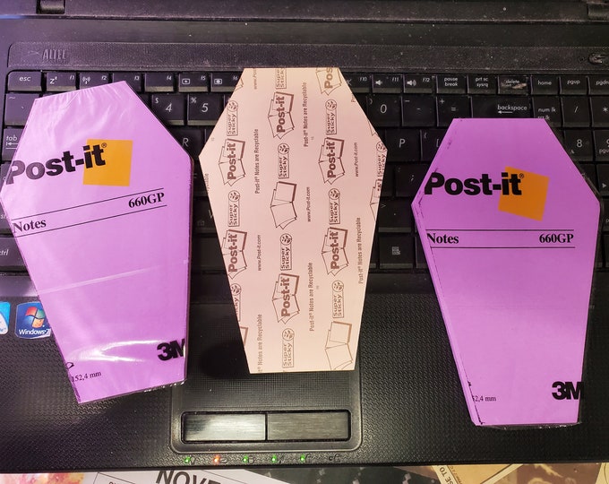 Three Purple COFFIN SHAPED Post-it Notes Super Sticky - Self-adhesive ...