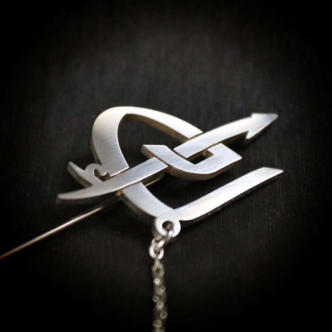 925k Silver Arabic Letter Double Letter Brooch for Men and Women - Etsy