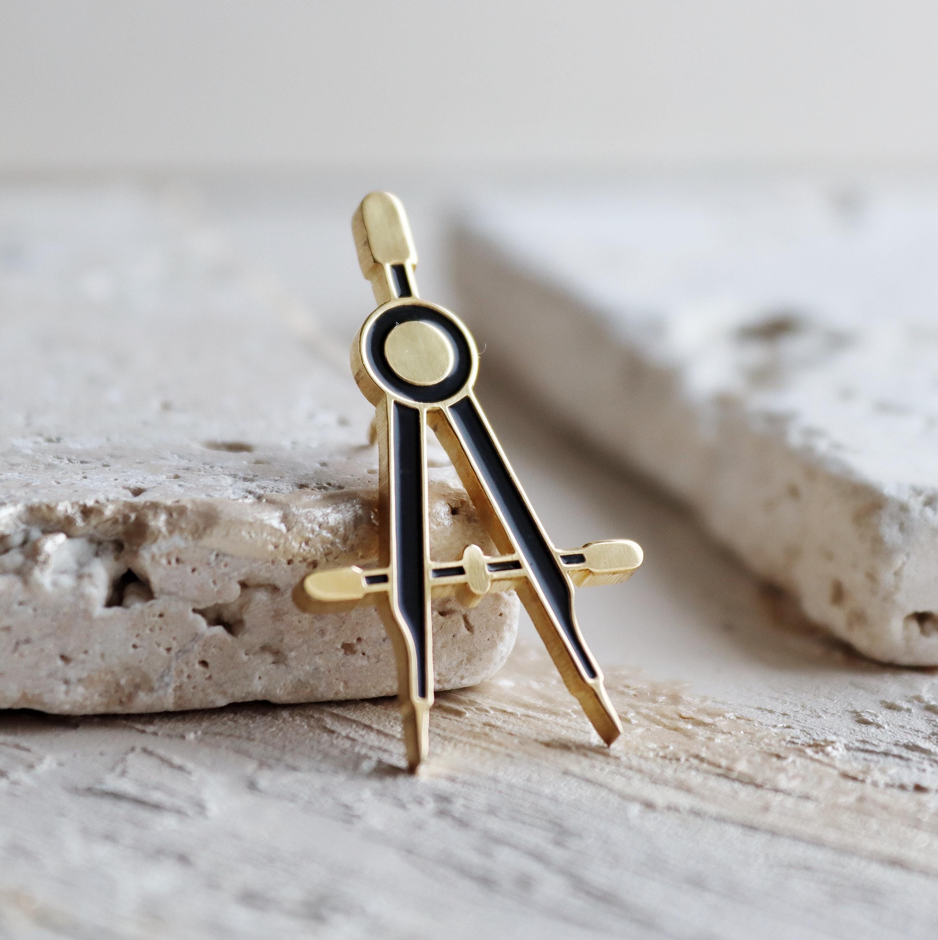 925k Silver Compass Lapel Pin | for Engineers and Architects - Etsy