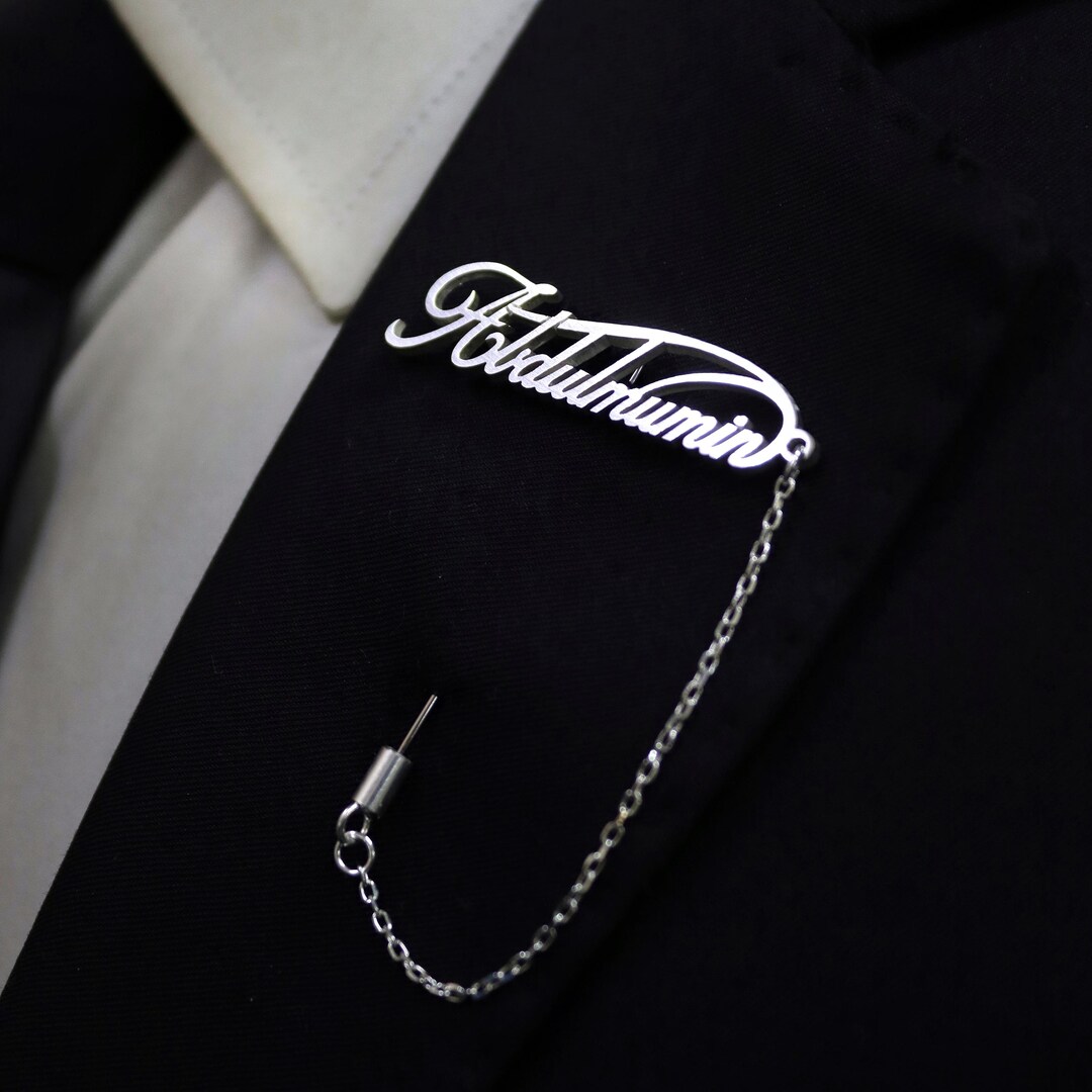 925k Silver | Handcrafted | Personalized | Single Name Lapel Pin Badge ...