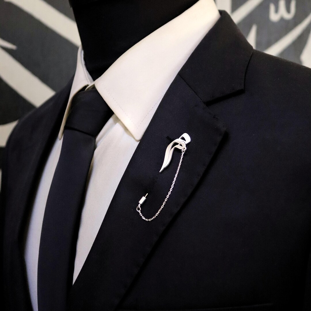 925k Silver Arabic Letter | Personalized Double Letter Brooch | for Men ...