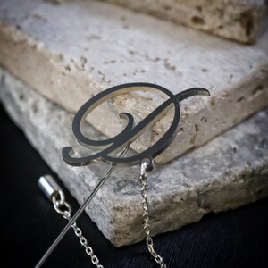 925k Silver Single Letter Lapel Pin | Personalized Brooch | for Men and ...