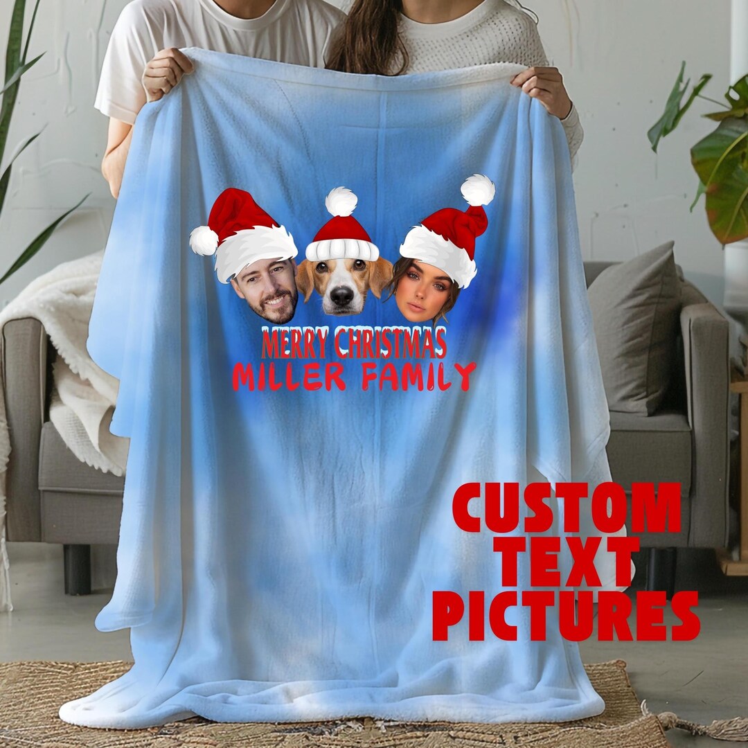 Custom Face Blankets, Face Photo Blanket, Pets on Blanket, Christmas ...