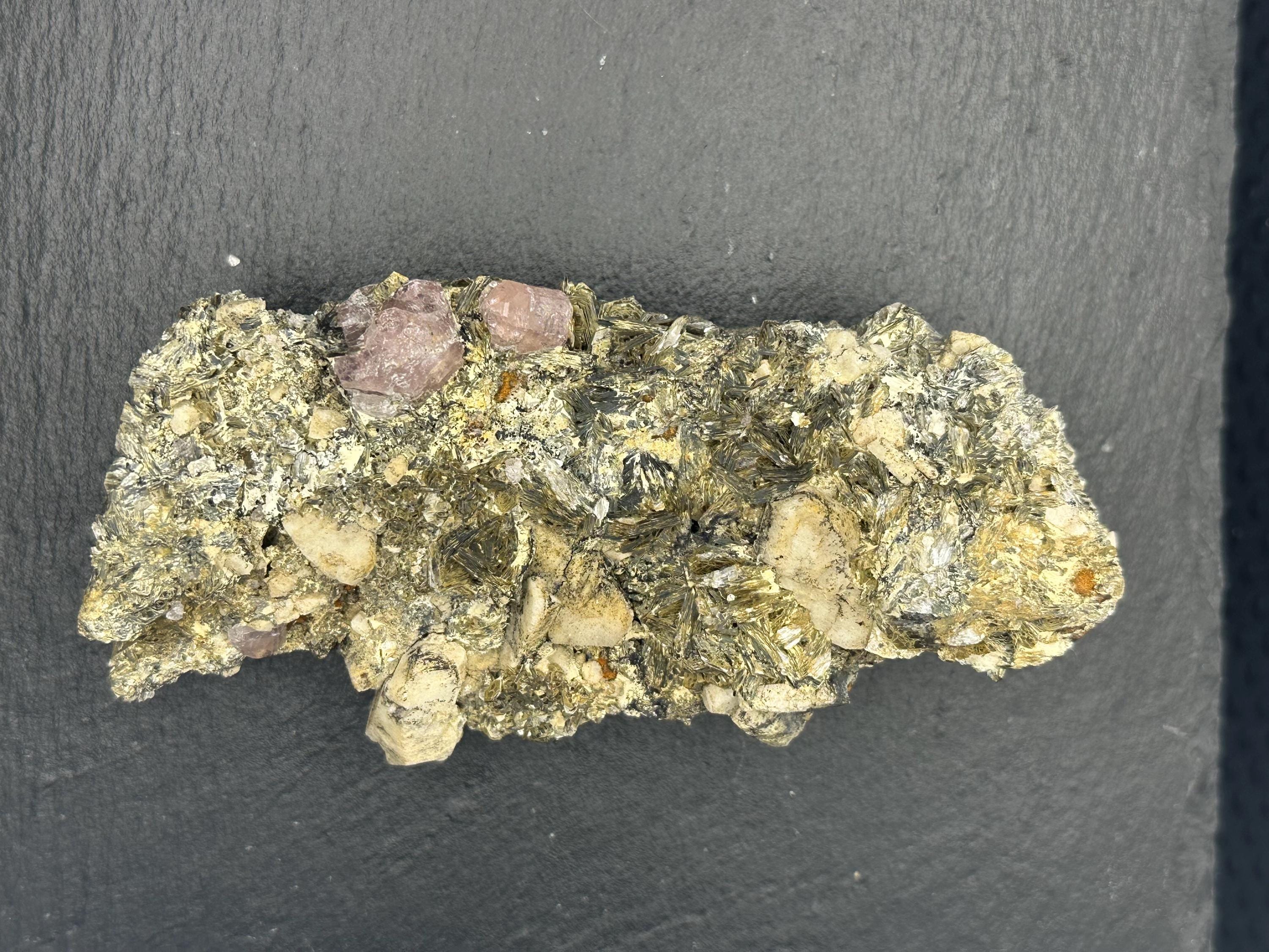 Pink Apatite 3 Gemmy Stones Encrusted W/albite on Muscovite Mica Matrix ...