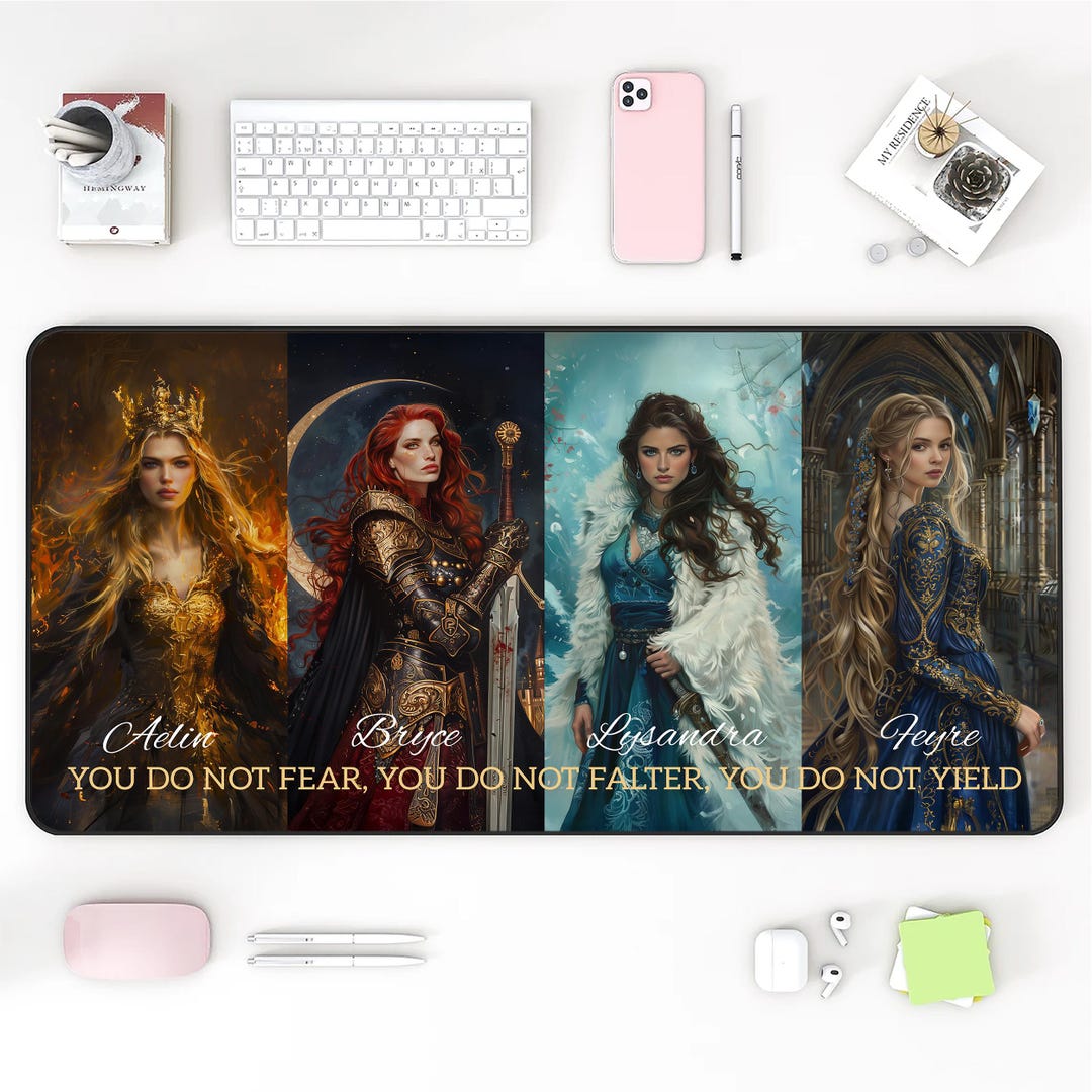 Bookish Fantasy Characters Desk Mat, Sarah J Maas Desk Mat, Literary ...
