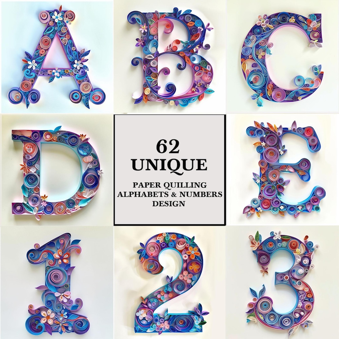 Quilled Alphabet & Number Clipart: Paper Quilling Images (digital ...