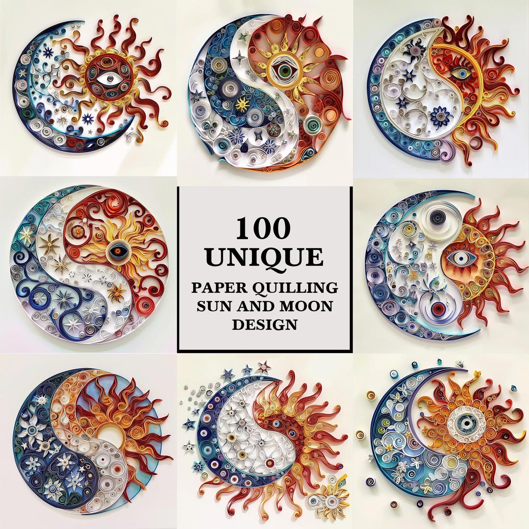 Paper Quilling Sun and Moon, Celestial, Handmade, Artistic, Craft ...
