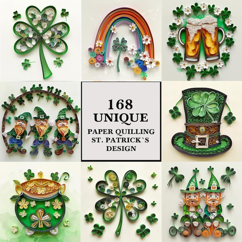 St. Patrick's Day Quilling Design, Shamrock Paper Art, Irish Lucky ...