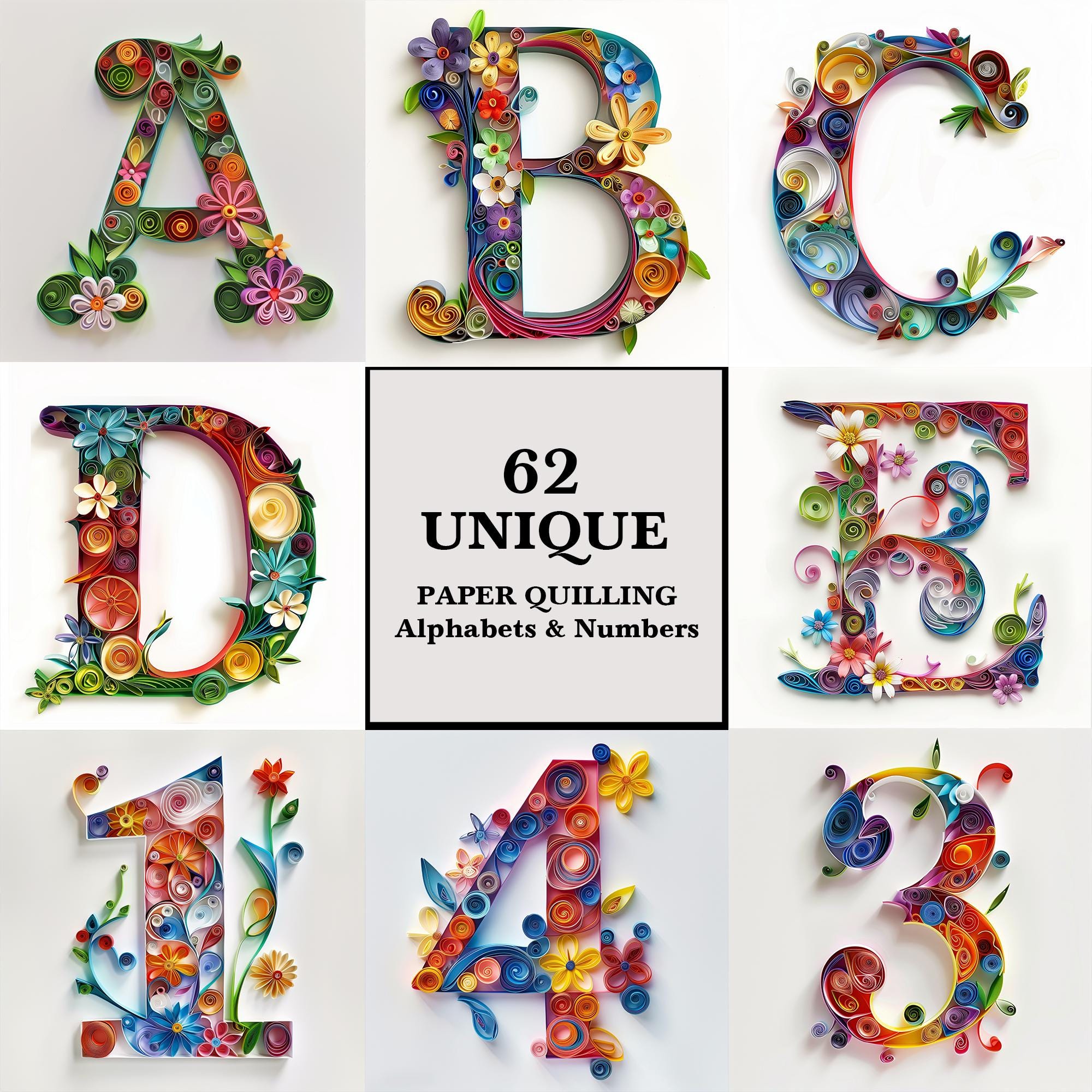 Quilled Alphabet & Number Clipart: Paper Quilling Images (digital ...