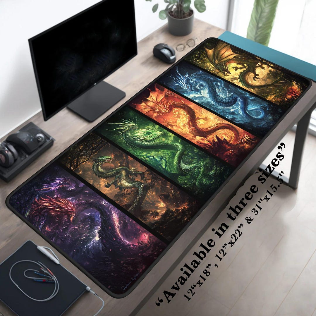 Fantasy Dragon Gaming Desk Mat for Home Office Decor Desk Mat Mythical ...