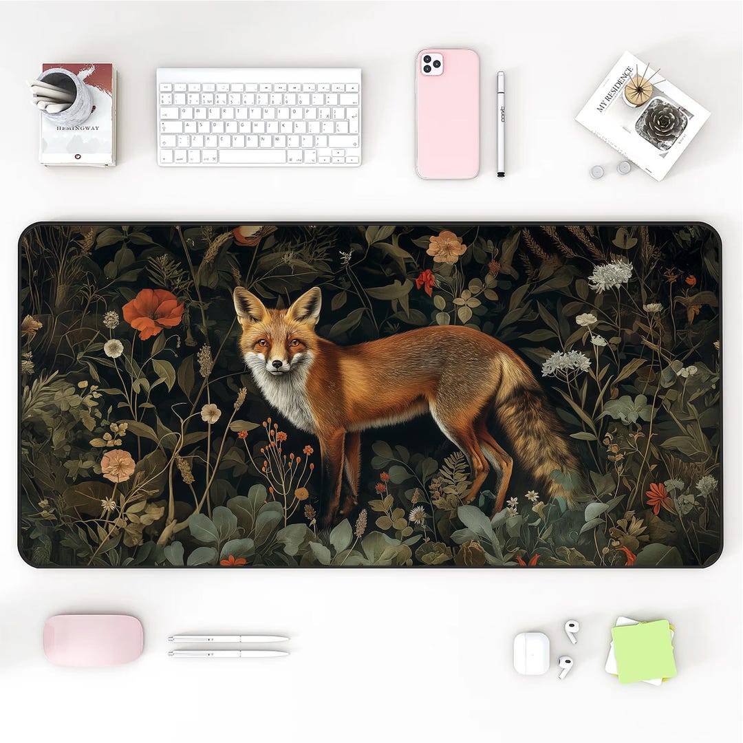 Red Fox Tapestry Desk Mat: Medieval Castle Home Office Decor - Etsy