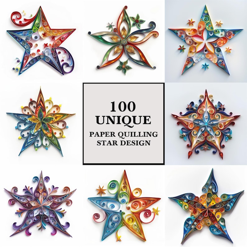 All in Star Shape Quilling Designs 100 Star Design Digital Download ...