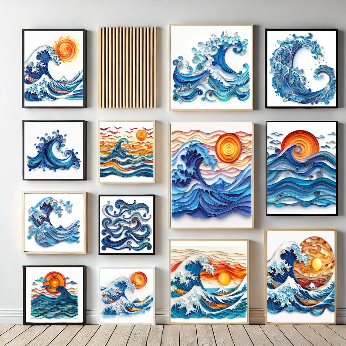 Quilled Waves Paper Design, Unique Water Art Paper Quilling, Journal ...