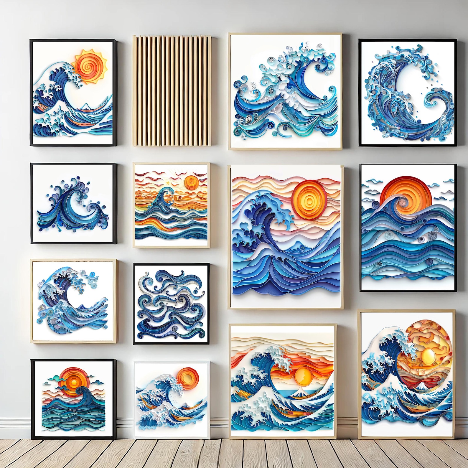 Quilled Waves Paper Design, Unique Water Art Paper Quilling, Journal ...