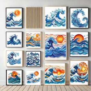 Quilled Waves Paper Design, Unique Water Art Paper Quilling, Journal ...