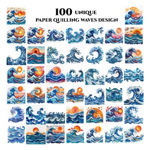 Quilled Waves Paper Design, Unique Water Art Paper Quilling, Journal ...