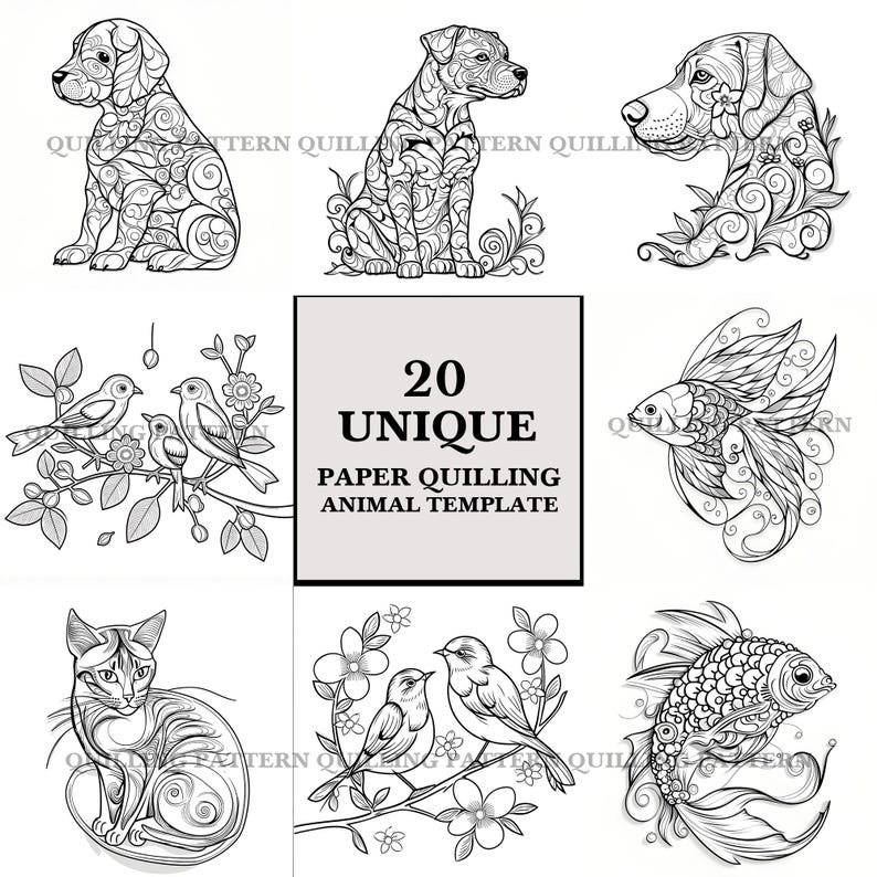 Quilling Animals Template: Paper Quilling Pattern, Coloring Page ...