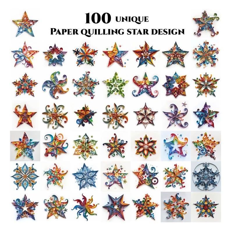All in Star Shape Quilling Designs 100 Star Design Digital Download ...
