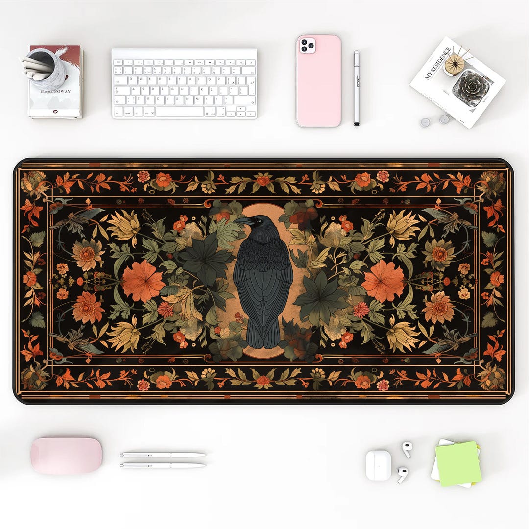 Medieval Blackbird Desk Mat: Anti-slip Gaming Mouse Pad - Etsy